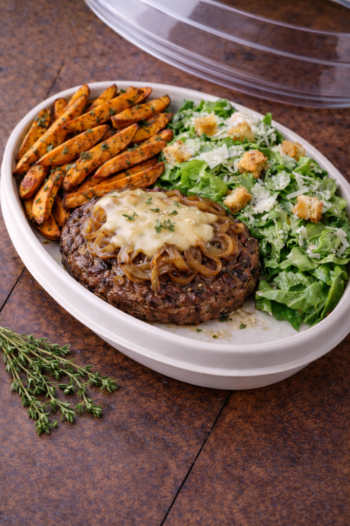 Bun-less Caramelized Onion & Gruyère Beef Patties - Protein Packed ...